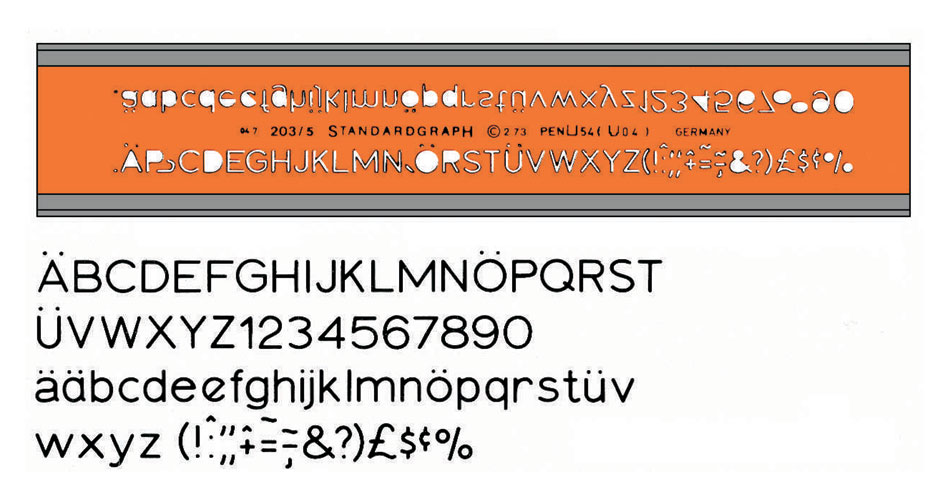 Schrift-Schablone 203 Blockschrift gerade